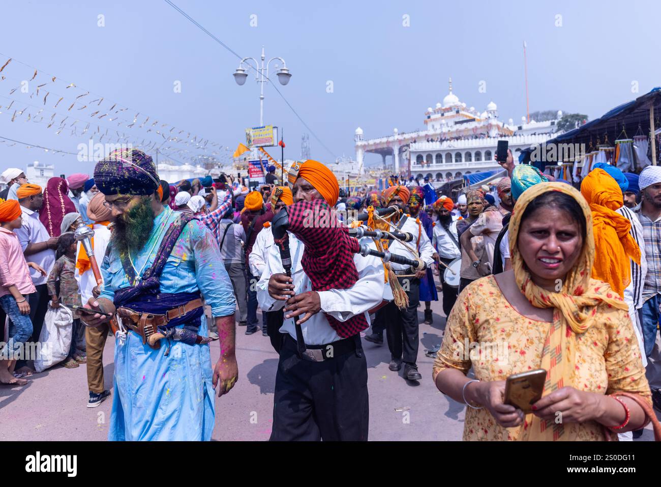 Group of sikh people (Nihang Sardar) during the celebration of Hola ...