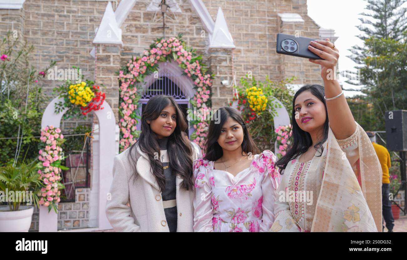 Beawar, Rajasthan, India, December, 25, 2024: Christian girls take a ...