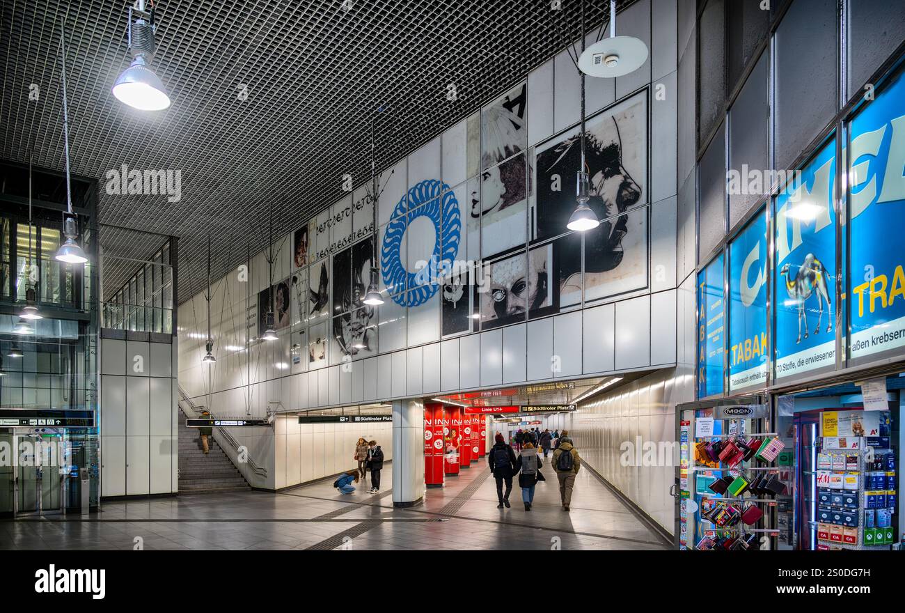Wall with graphics at the passage from Vienna Central Station to the ...
