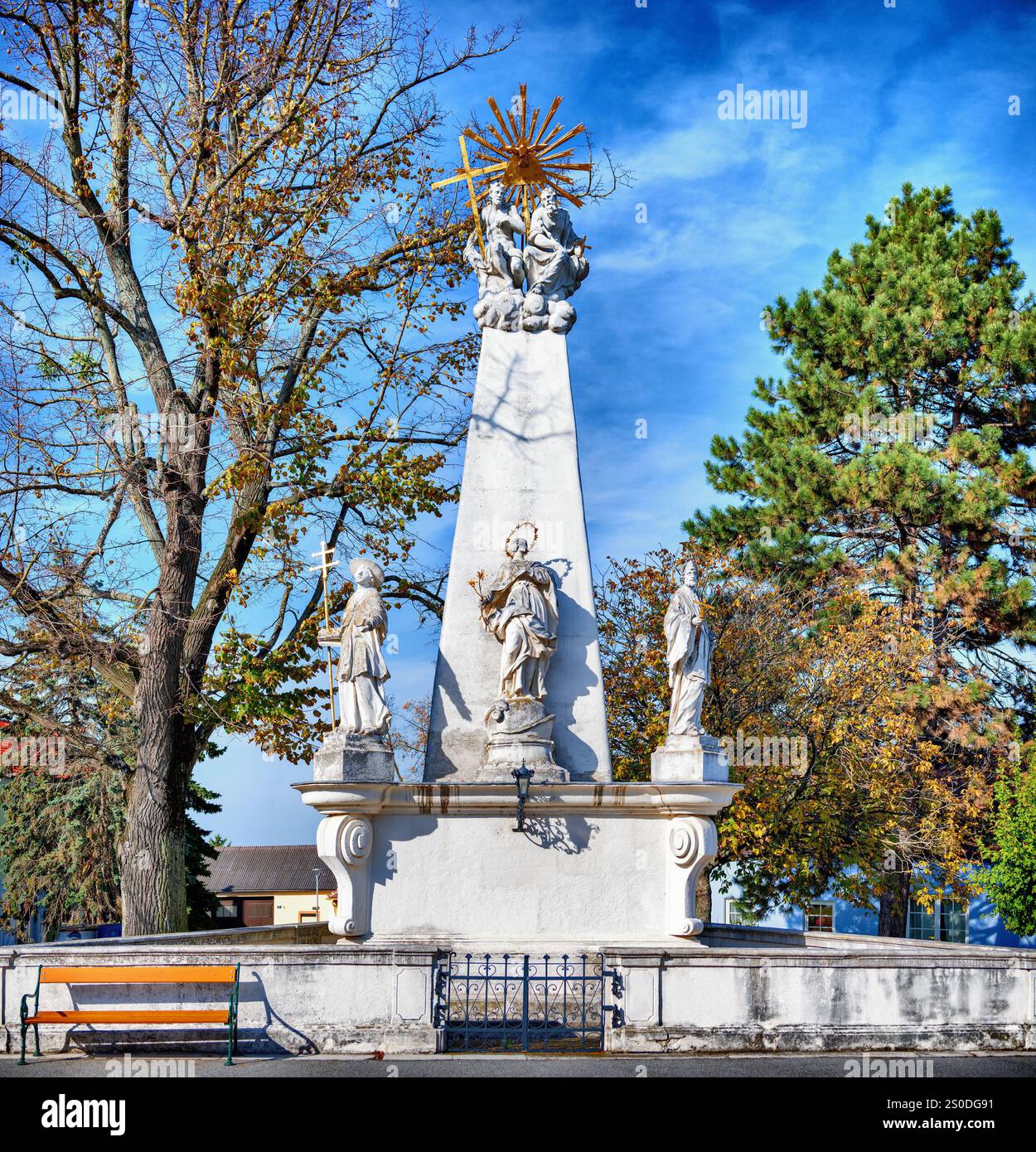Baroque column with group of the Holy Trinity in Petronell-Carnuntum ...