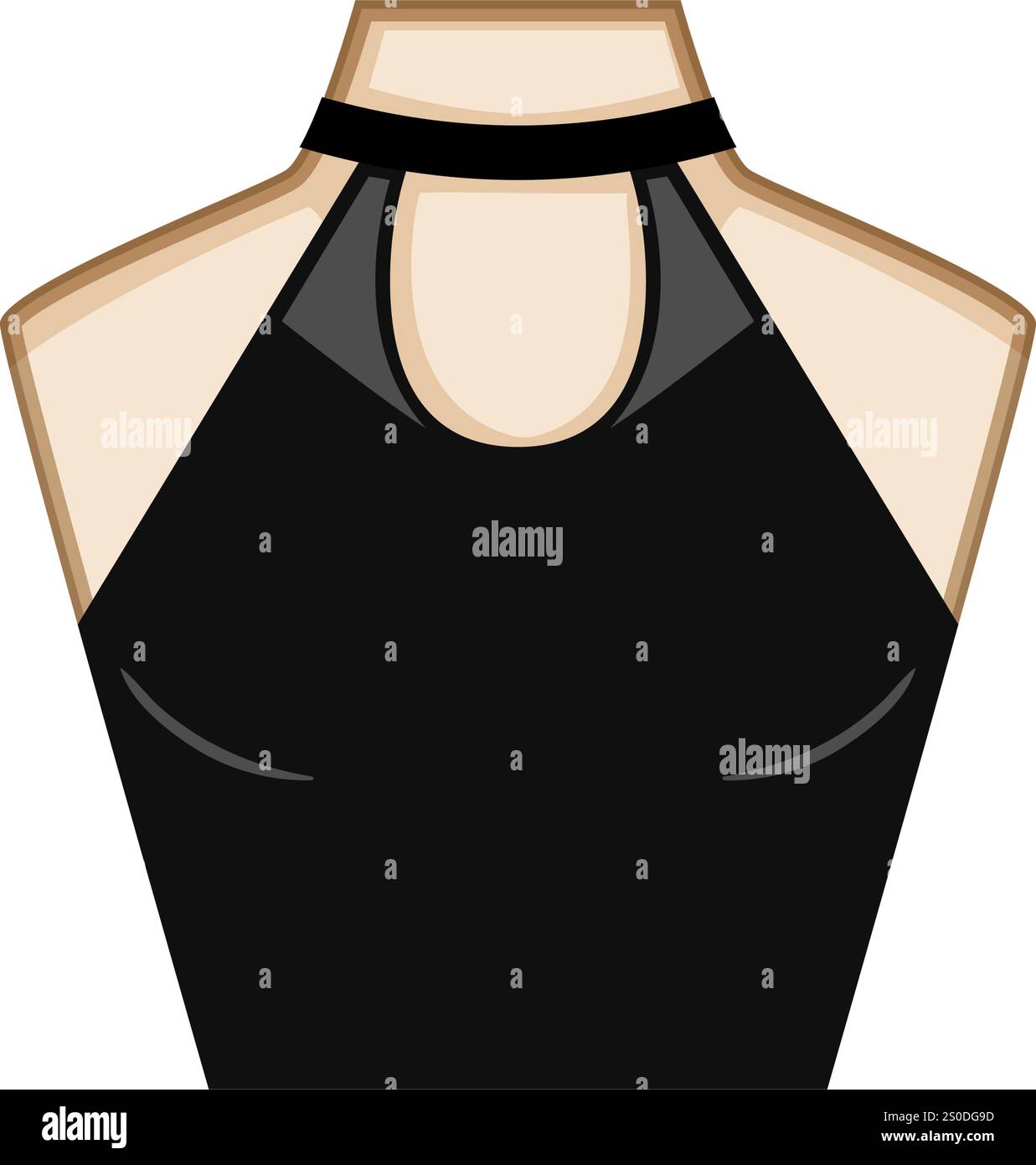 trend neckline dress cartoon. elegant chic, casual evening, cocktail ...