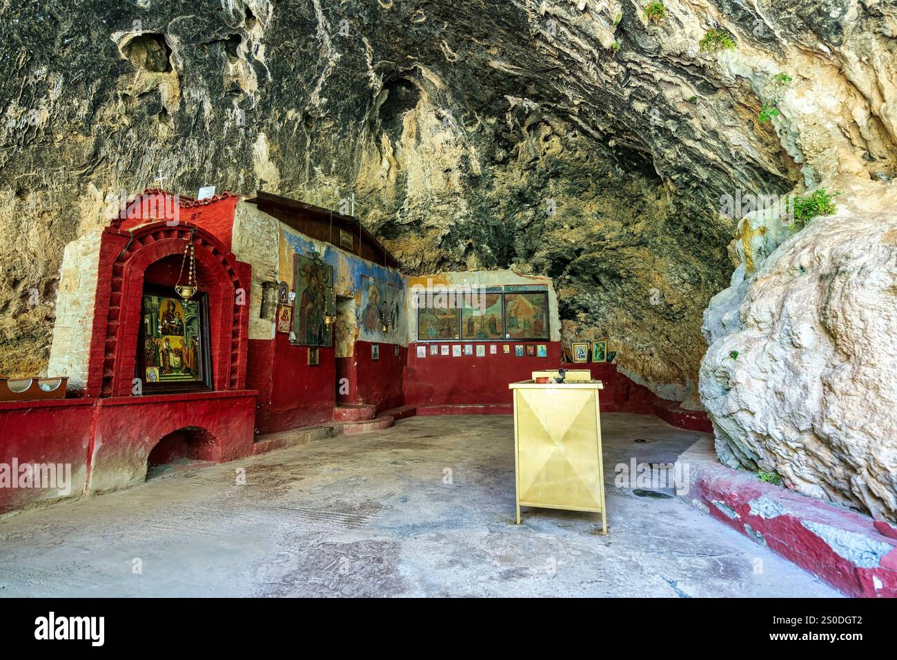 Interior of the Cave Temple of Panagia Lagadiotissa, featuring ...