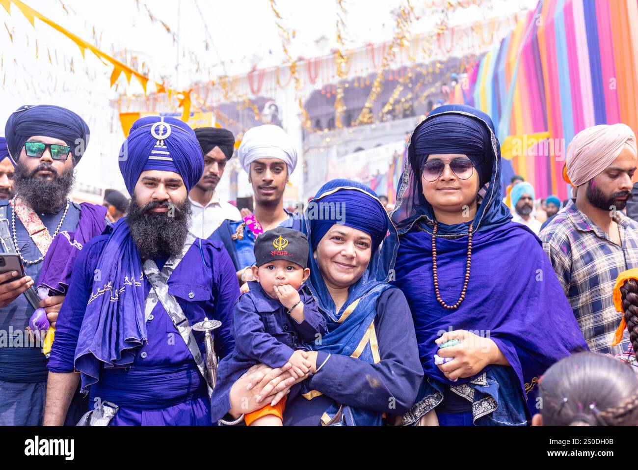 Group of sikh people (Nihang Sardar) during the celebration of Hola ...