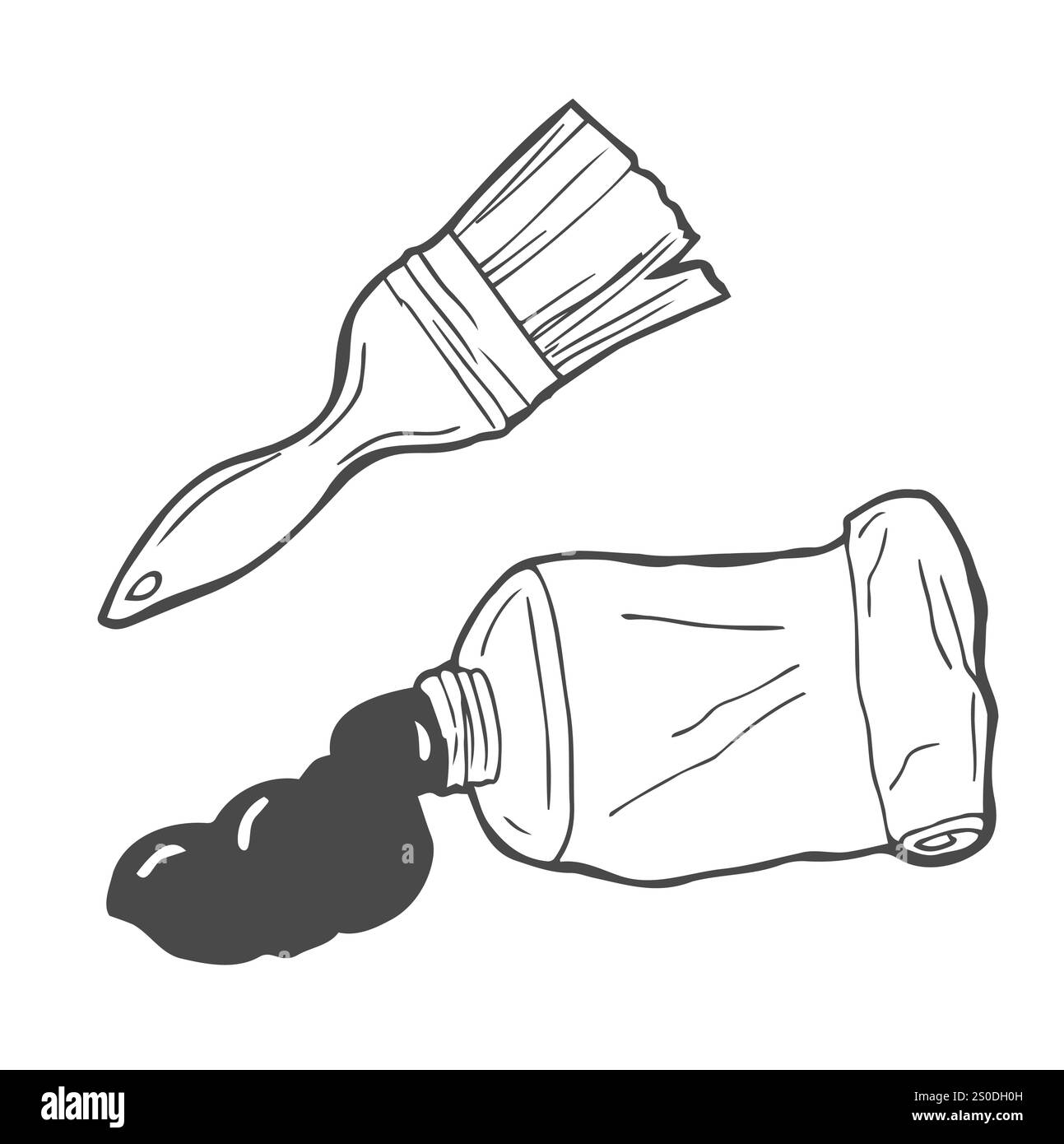 Vintage art tools paintbrush Black and White Stock Photos & Images - Alamy