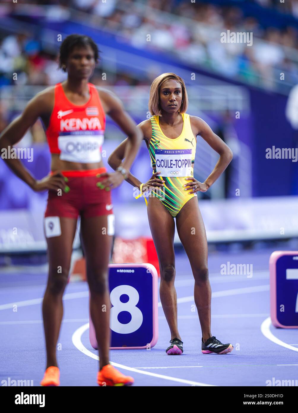 Natoya Goule participating in the 800 meters at the Paris 2024 Olympic ...
