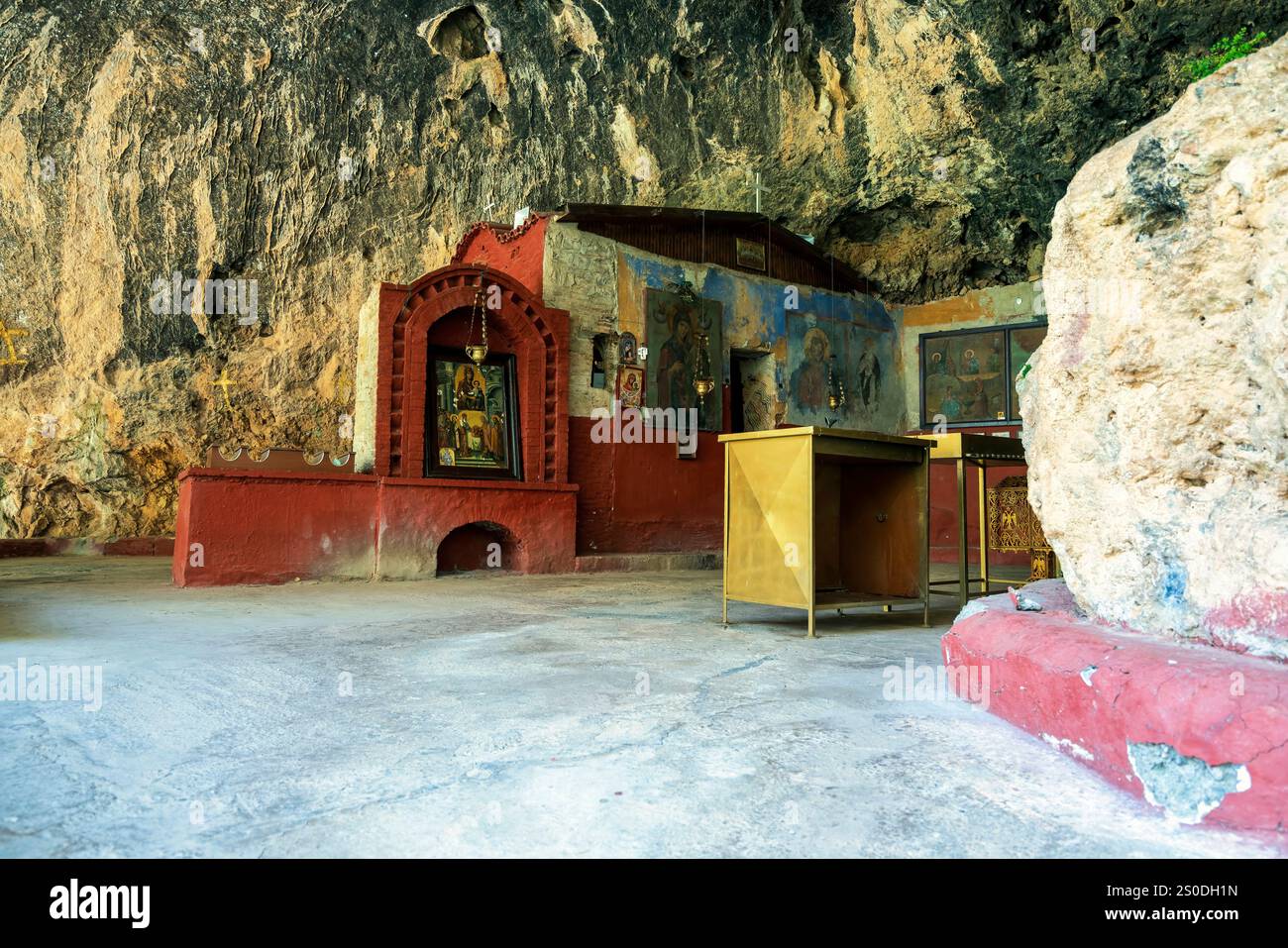 Interior of the Cave Temple of Panagia Lagadiotissa, featuring ...