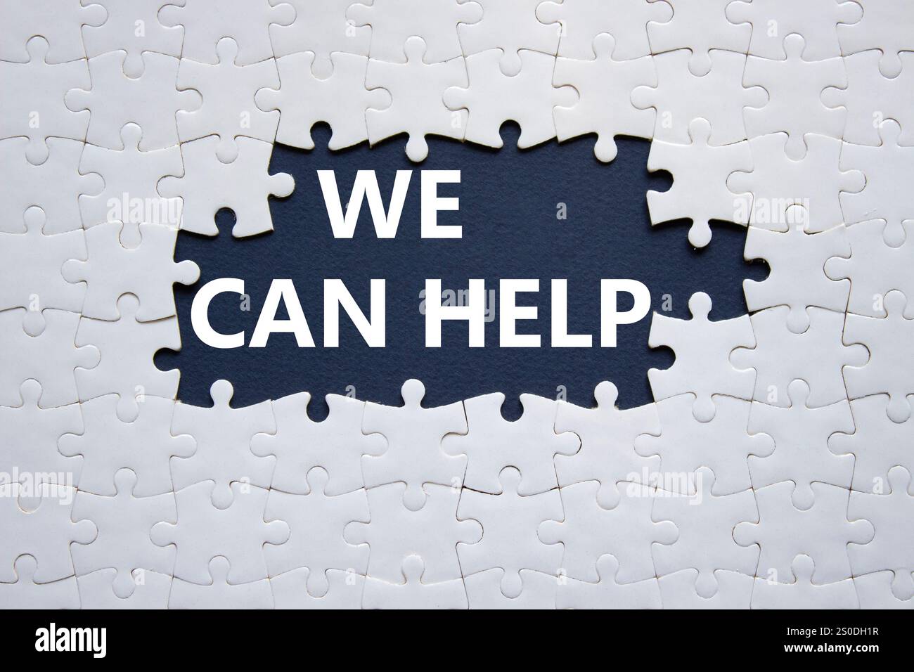 We can help symbol. Concept words We can help on white puzzle ...