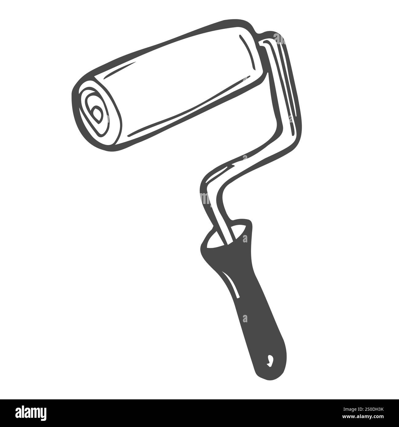 Roller wall painting tool, doodle vector illustration brush roll ...