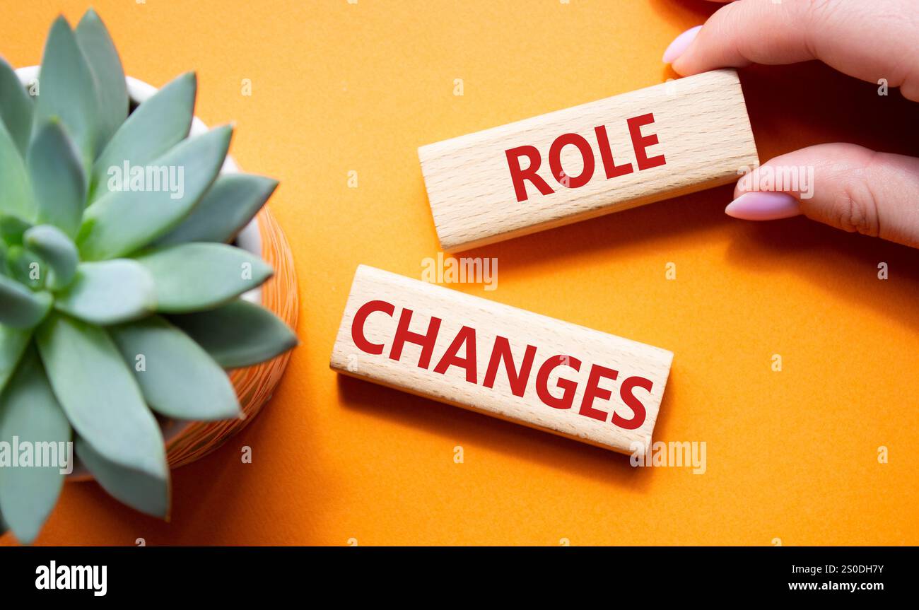 Role changes symbol. Concept words Role changes on wooden blocks ...