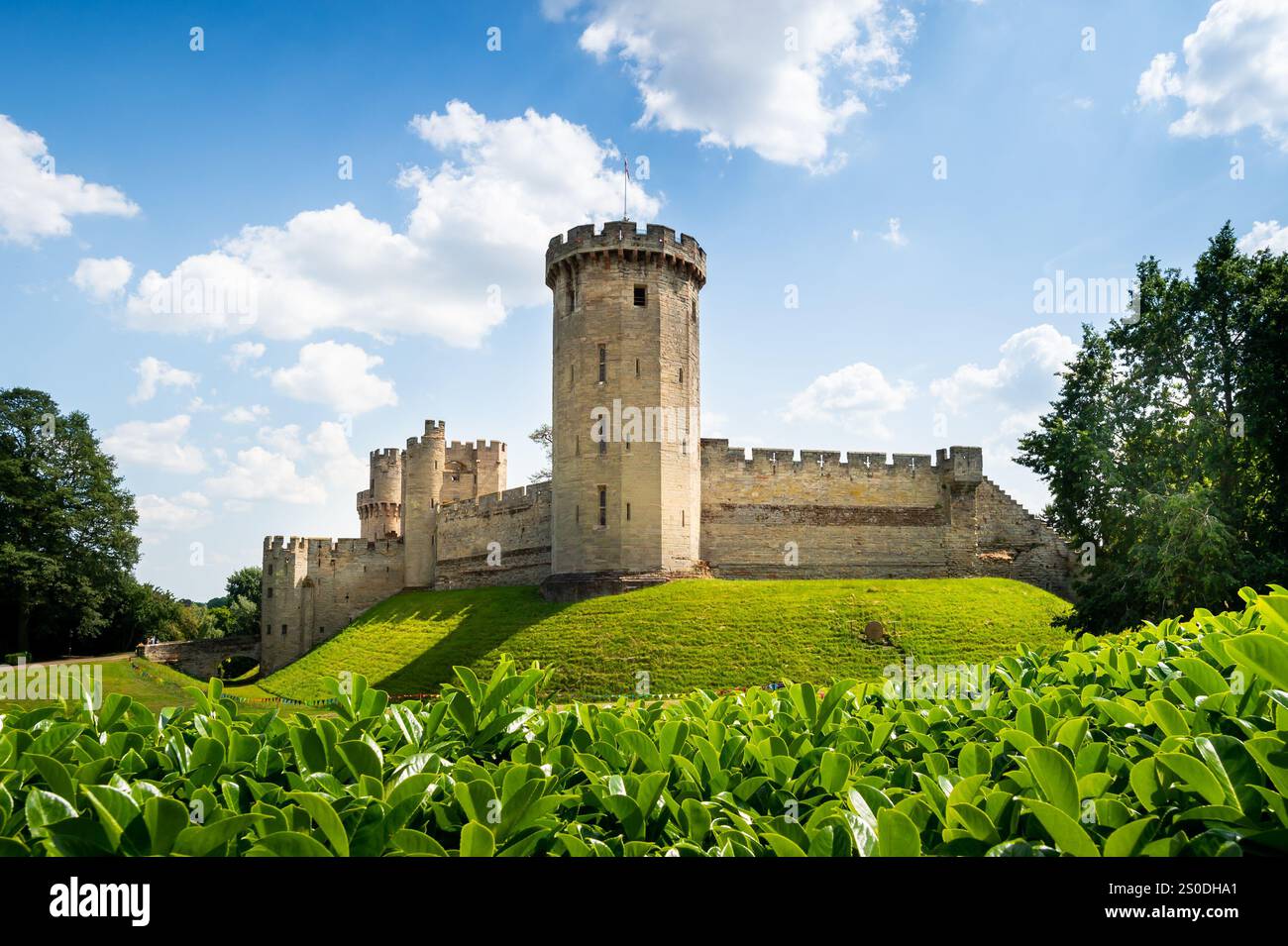 View of Warwick Castle from the grounds. Warwickshire England UK Stock ...