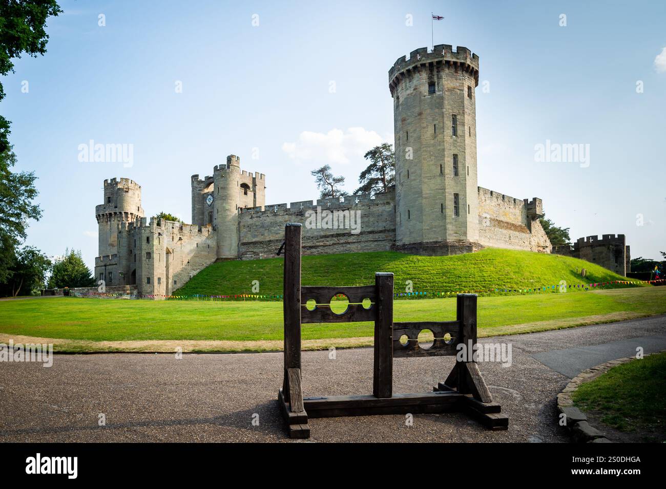 View of Warwick Castle from the grounds. Warwickshire England UK Stock ...