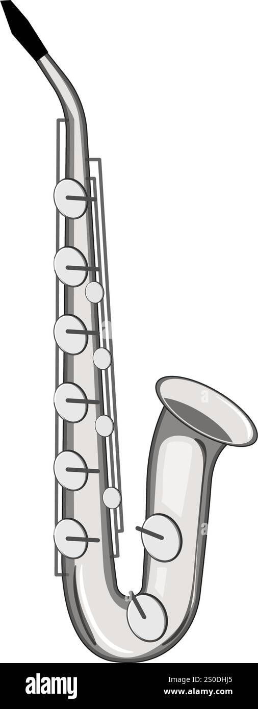 soprano saxophone cartoon. reed brass, woodwind keys, mouthpiece ...