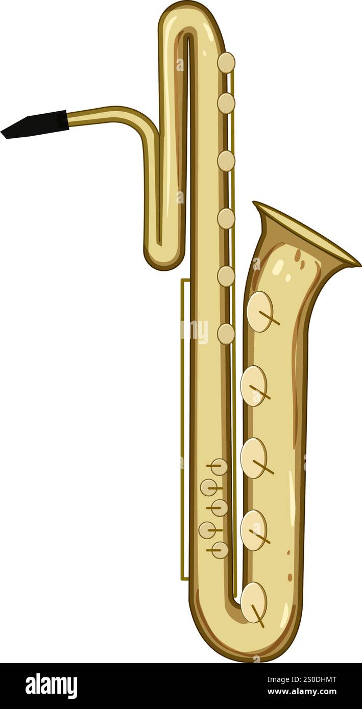 reed saxophone cartoon. brass woodwind, keys mouthpiece, embouchure ...