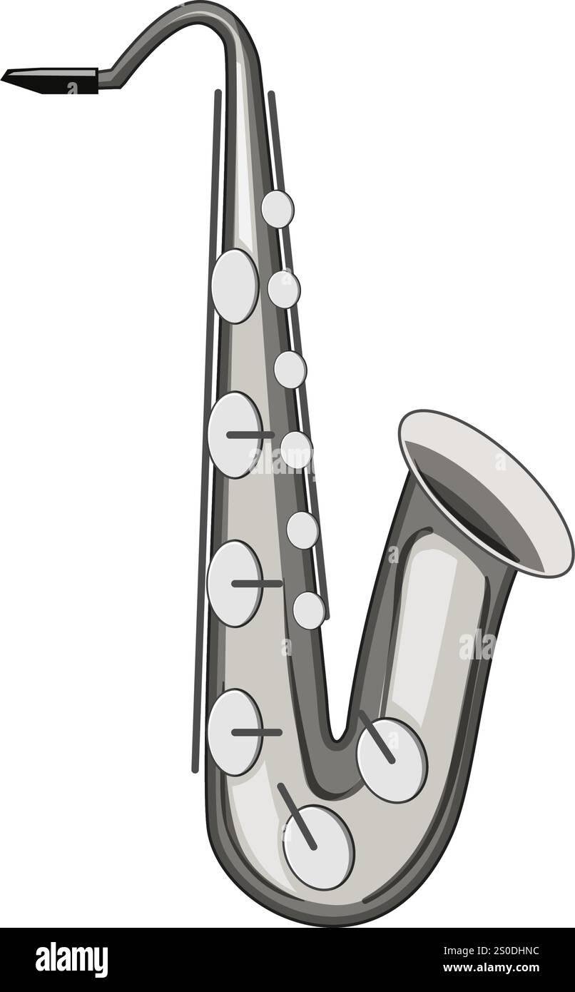 woodwind saxophone cartoon. keys mouthpiece, embouchure improvisation ...