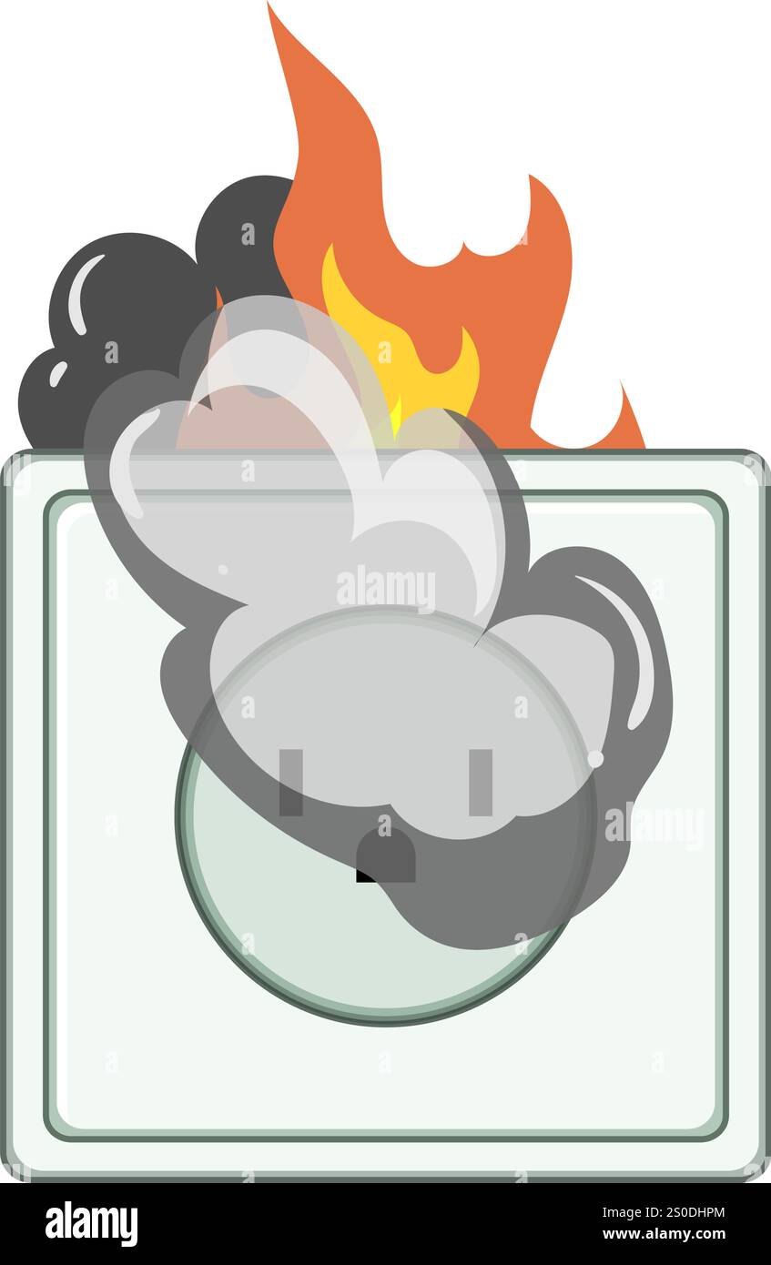 wiring short circuit fire cartoon. sparks insulation, arcing breaker ...
