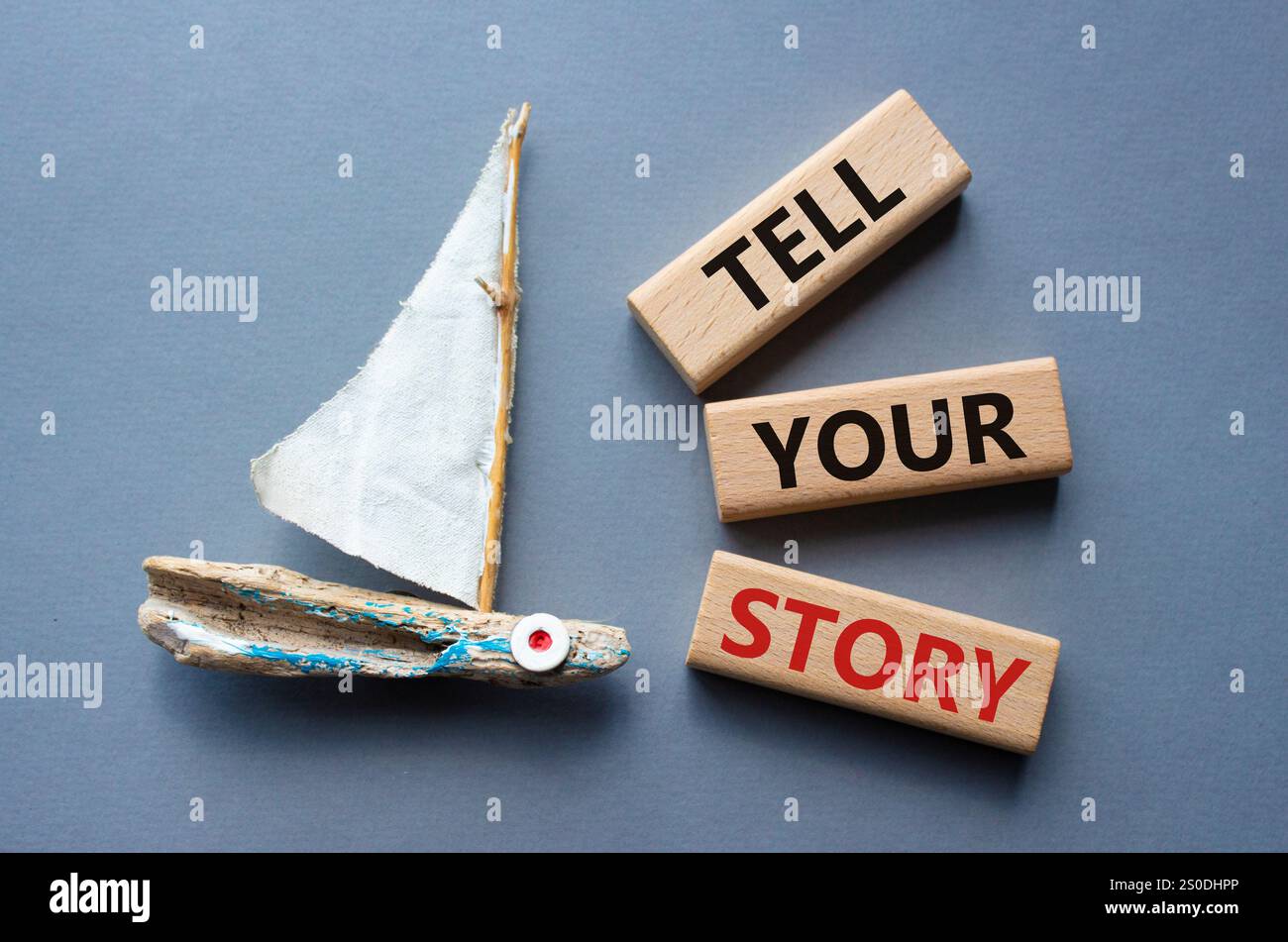 Tell your story symbol. Wooden blocks with words Tell your story ...