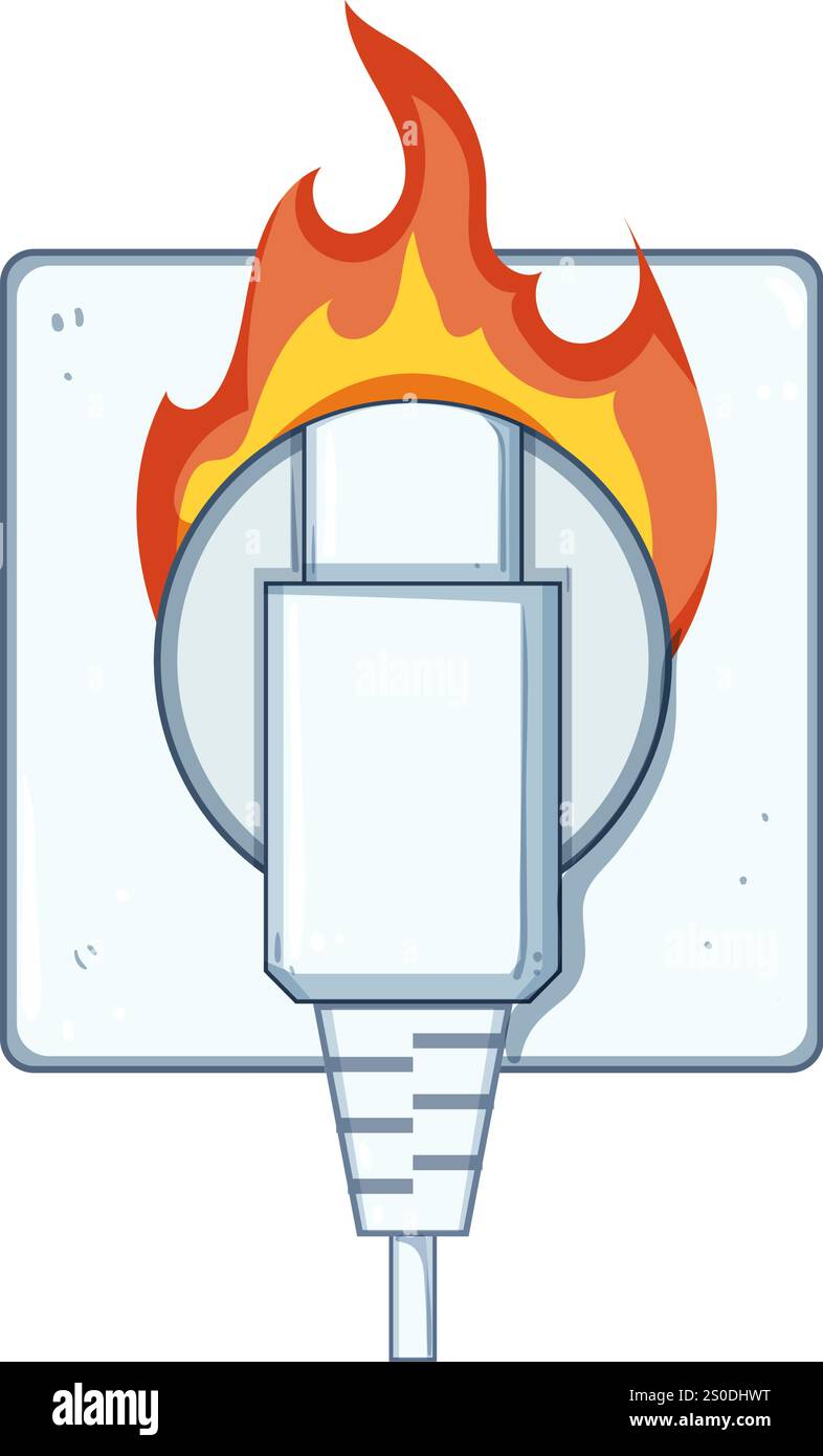 overload short circuit fire cartoon. wiring sparks, insulation arcing ...