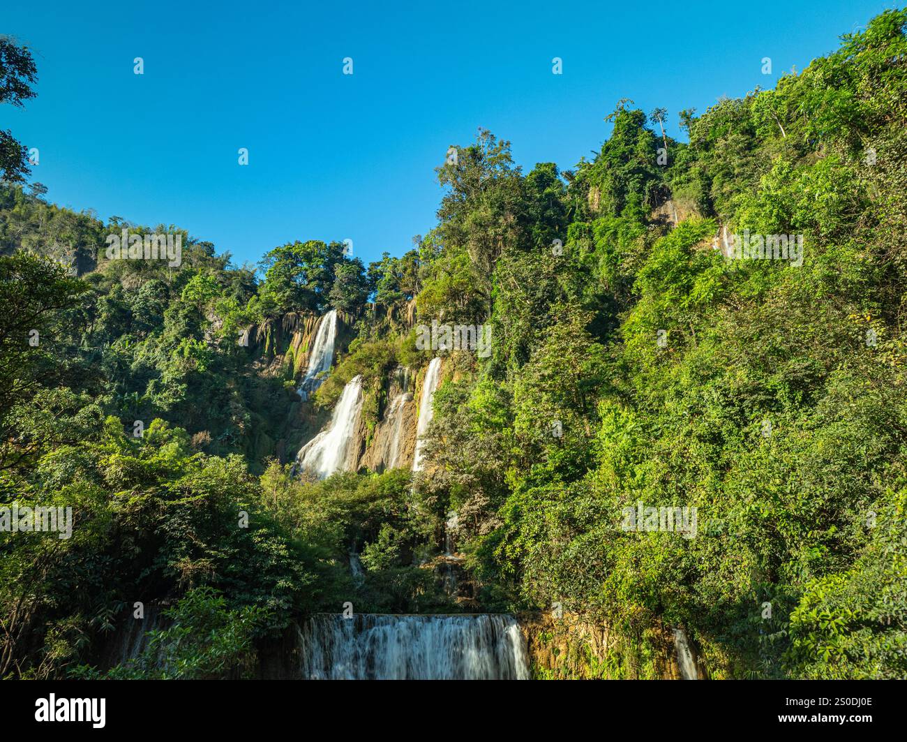 aerial view the beautiful sun shine on the mountain top of Thi Lor Su ...