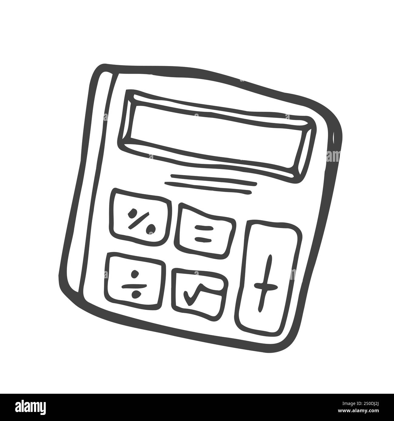 Linear vector icon of the school calculator in doodle Stock Vector ...