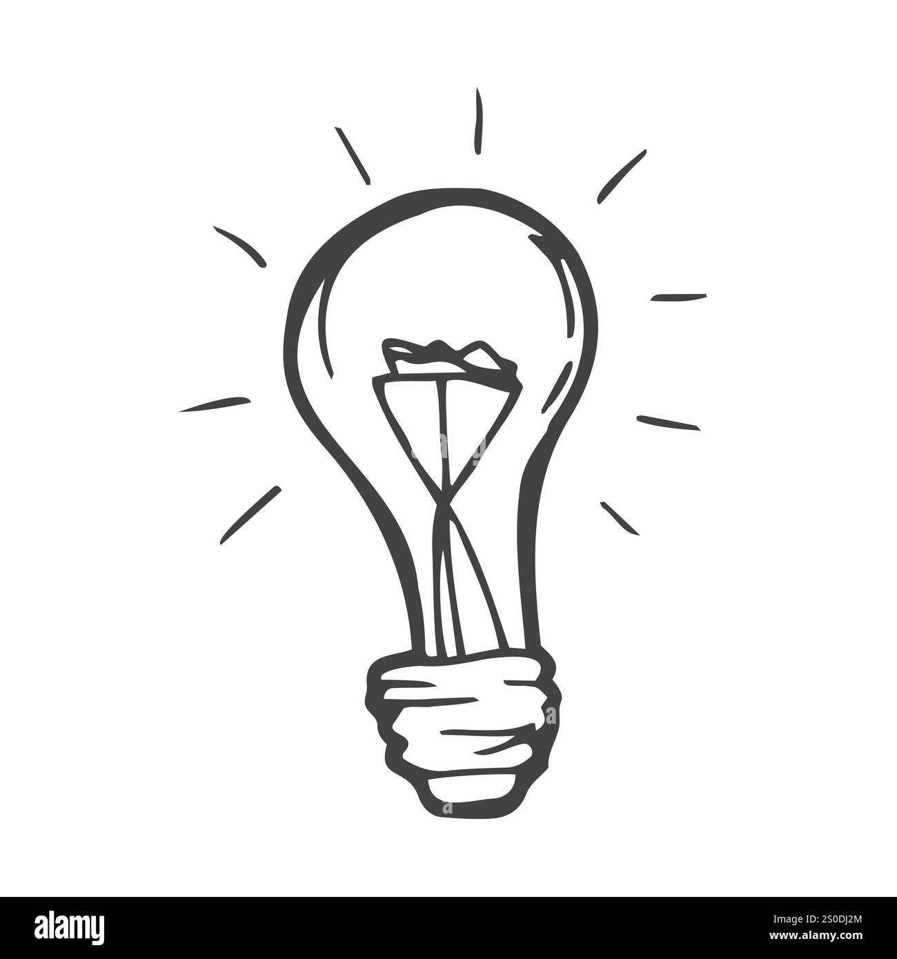 Doodle hand drawn shining yellow light bulb isolated Stock Vector Image ...