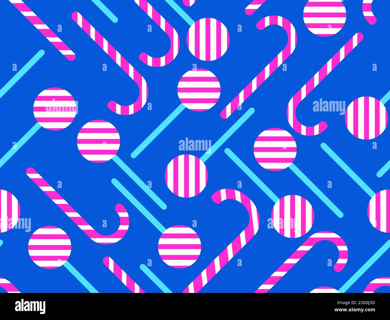 Christmas candy canes seamless pattern. Striped candy cane and lollipop ...