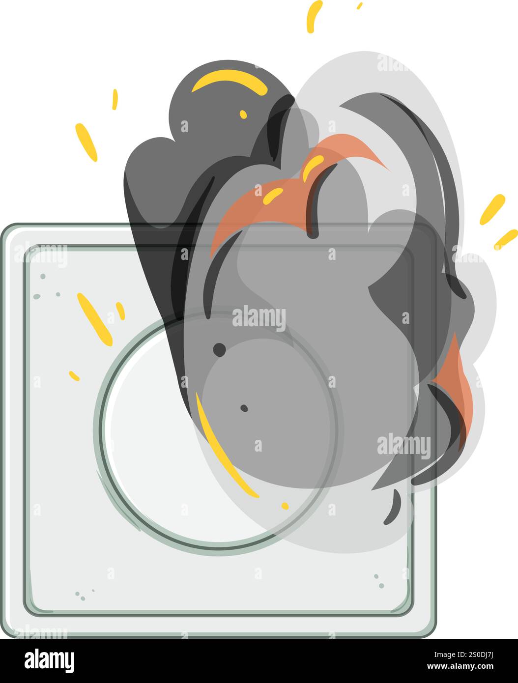 breaker short circuit fire cartoon. current voltage, hazard safety ...