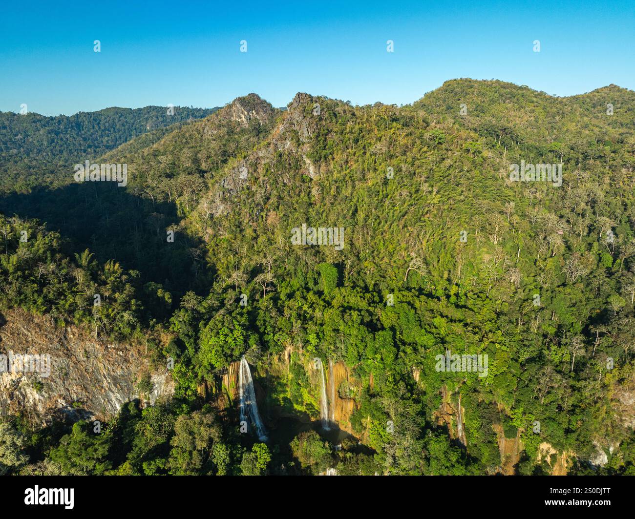aerial view the beautiful sun shine on the mountain top of Thi Lor Su ...