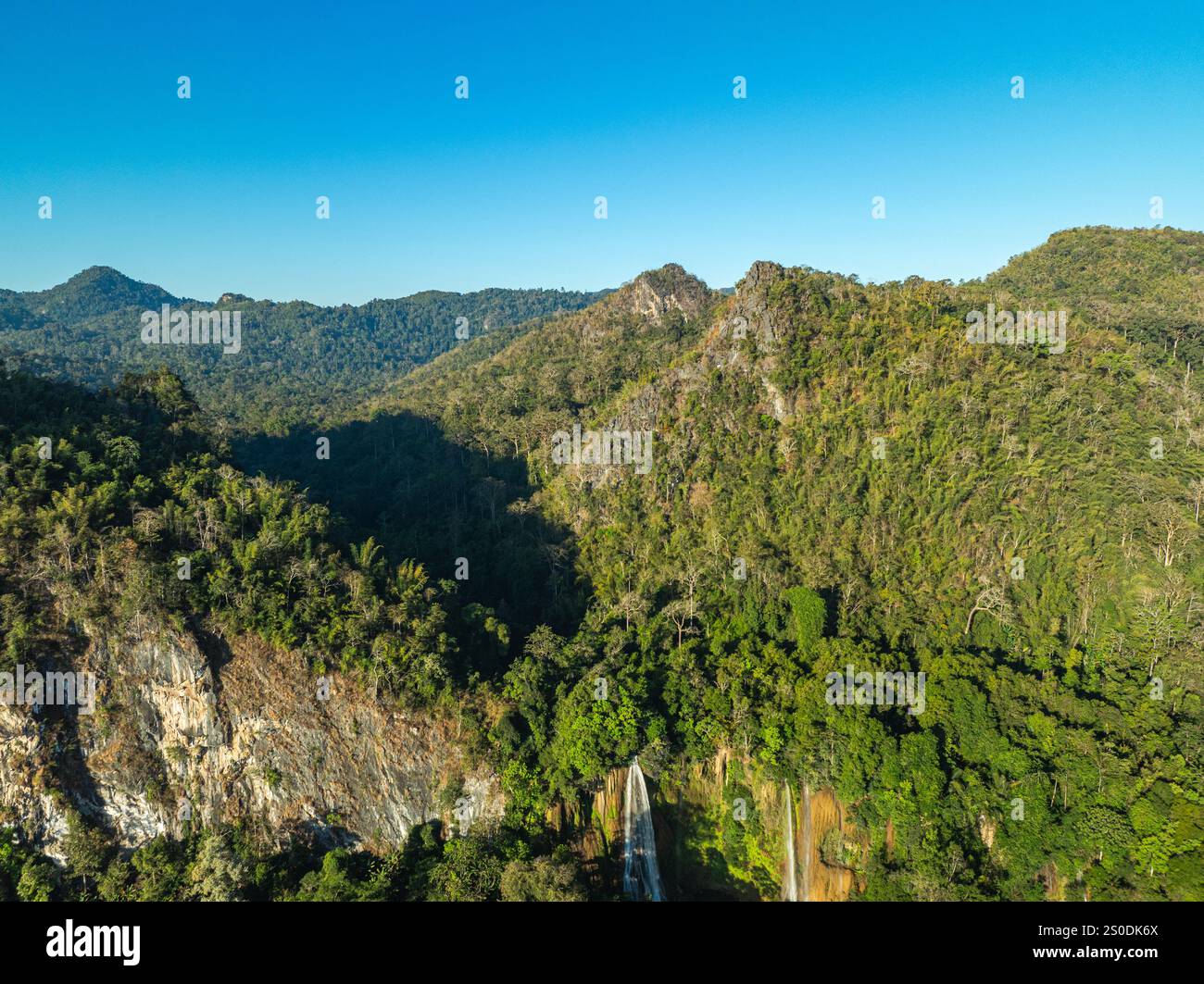 aerial view the beautiful sun shine on the mountain top of Thi Lor Su ...