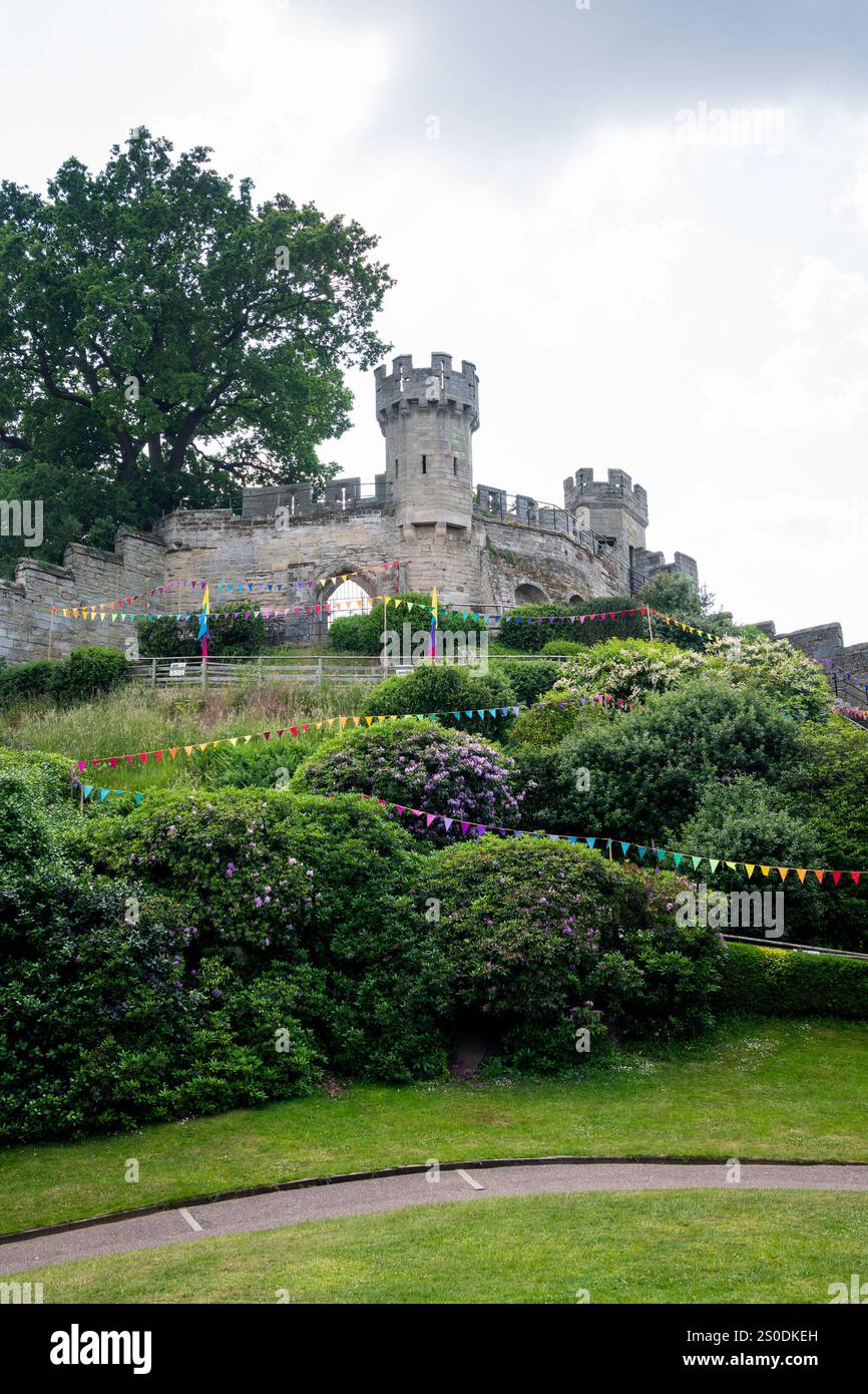 View of Warwick Castle from the grounds. Warwickshire England UK Stock ...