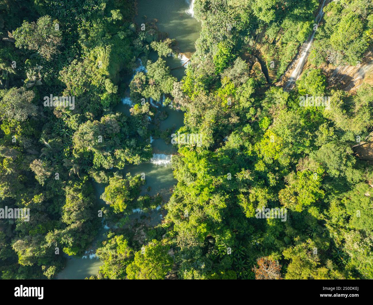 aerial view the beautiful sun shine on the mountain top of Thi Lor Su ...