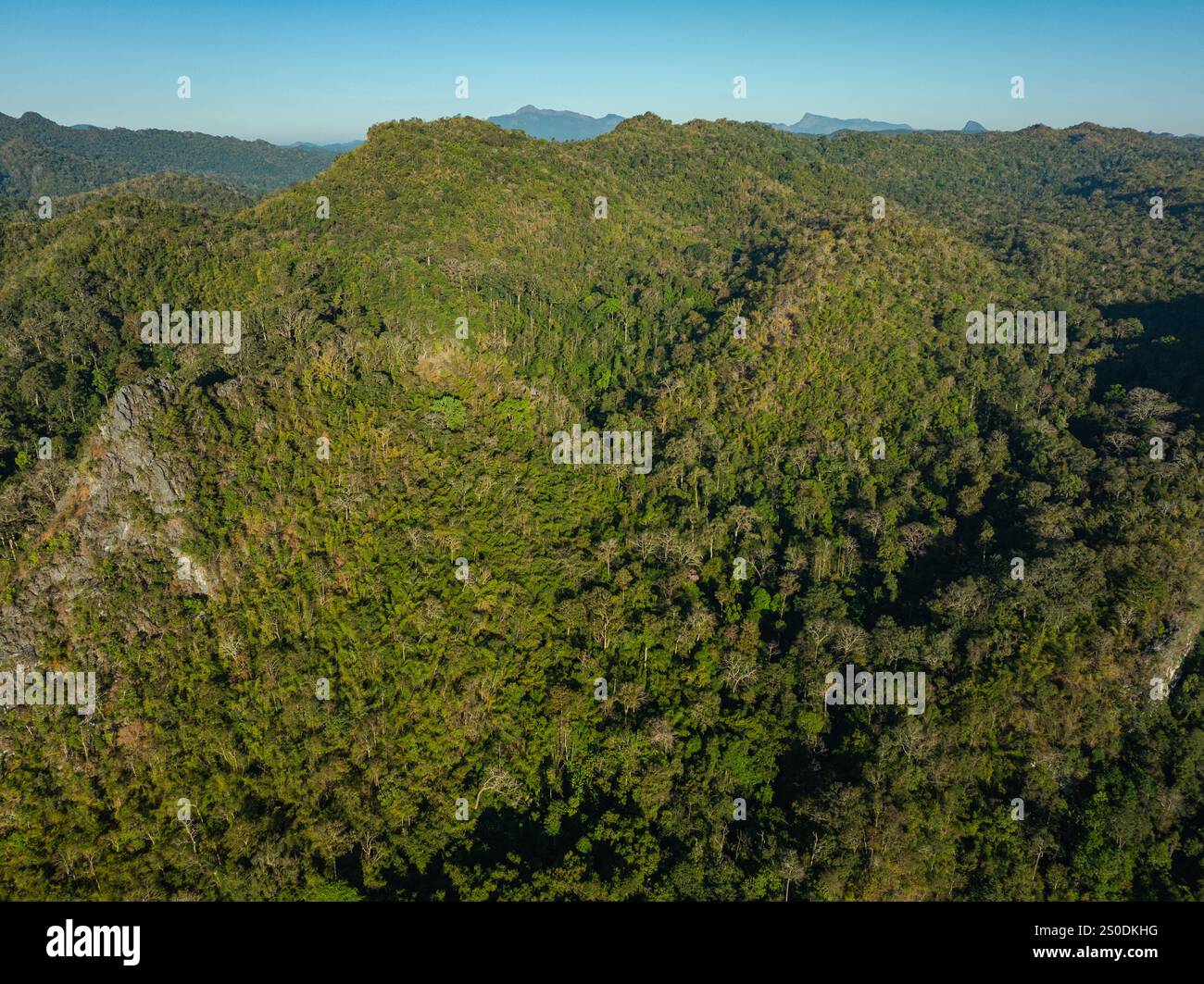 aerial view the beautiful sun shine on the mountain top of Thi Lor Su ...