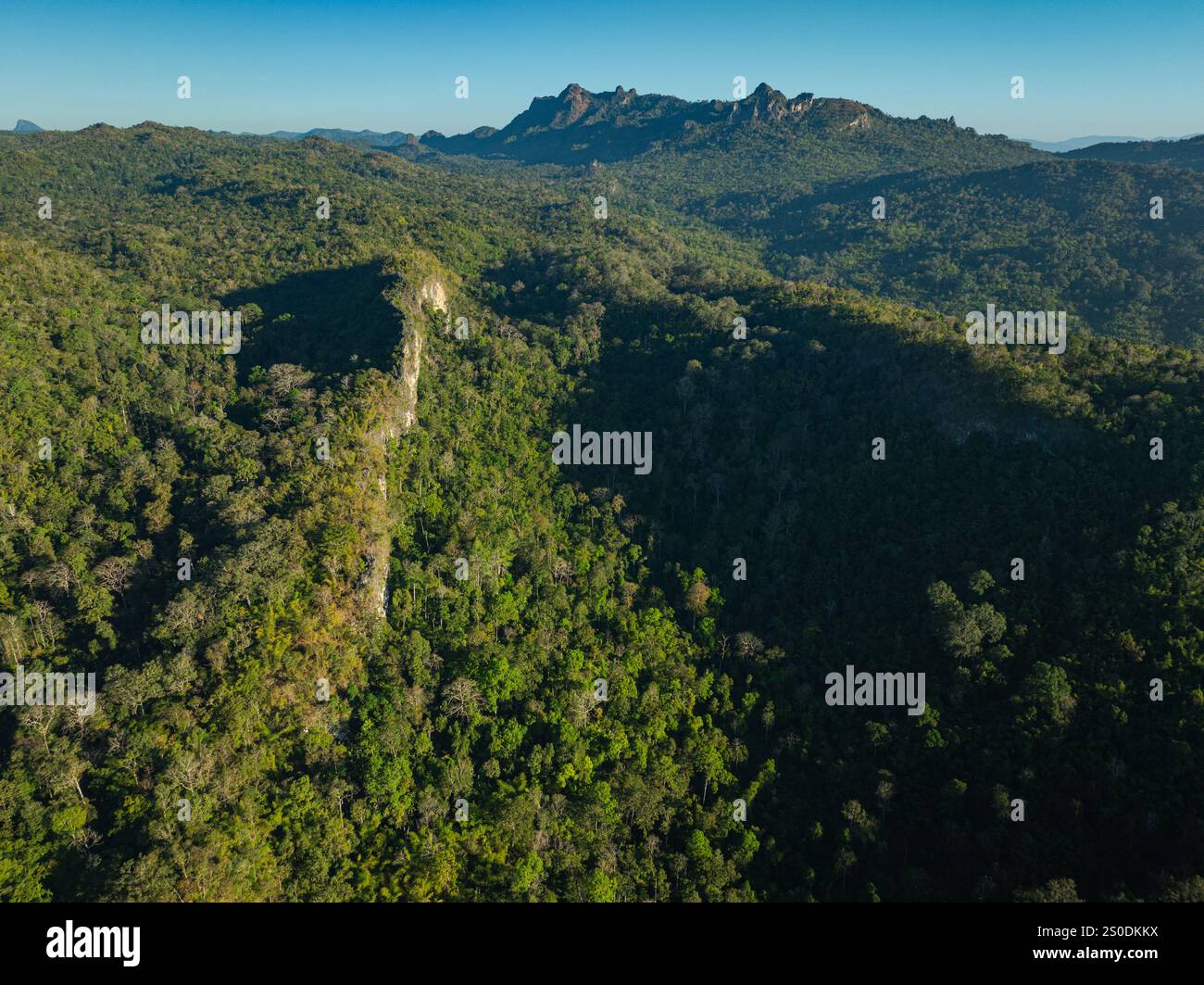 aerial view the beautiful sun shine on the mountain top of Thi Lor Su ...