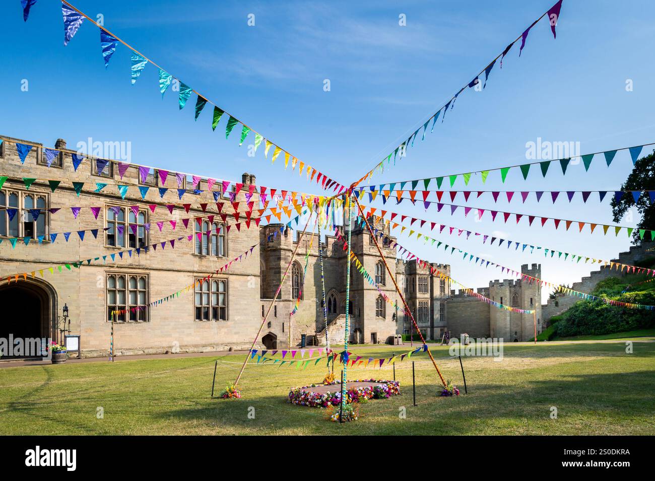 The central courtyard of Warwick Castle in Warwickshire England UK ...
