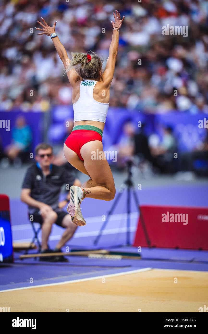 Petra Farkas participating in the long jump at the Paris 2024 Olympic ...