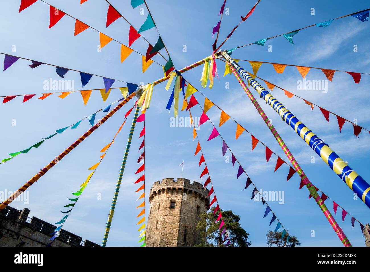The central courtyard of Warwick Castle in Warwickshire England UK ...