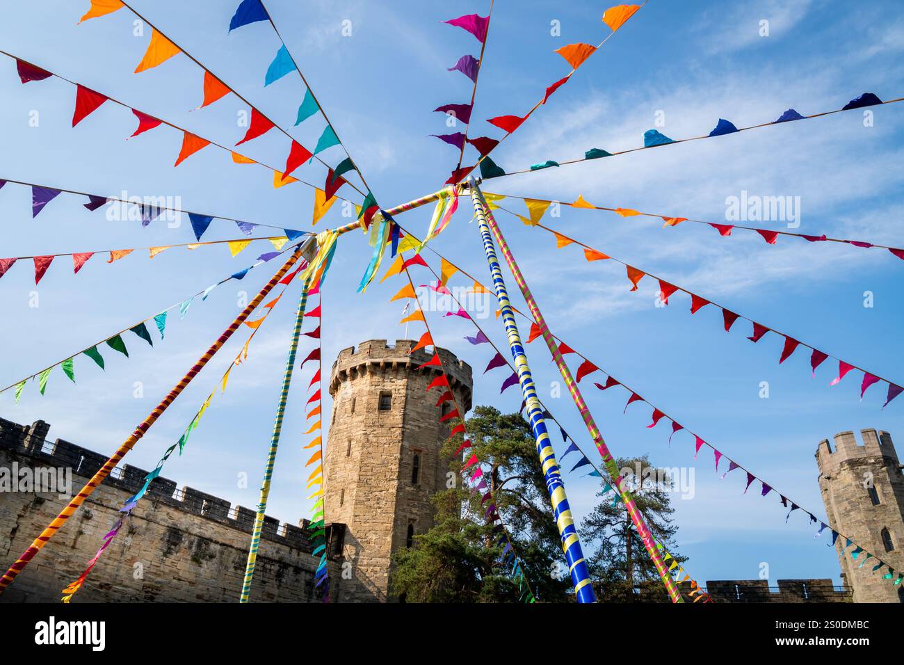 The central courtyard of Warwick Castle in Warwickshire England UK ...