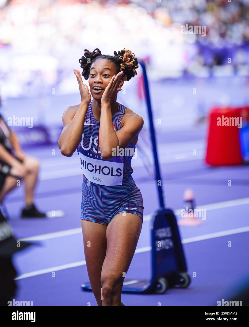 Monae' Nichols participating in the long jump at the Paris 2024 Olympic Games Stock Photo - Alamy