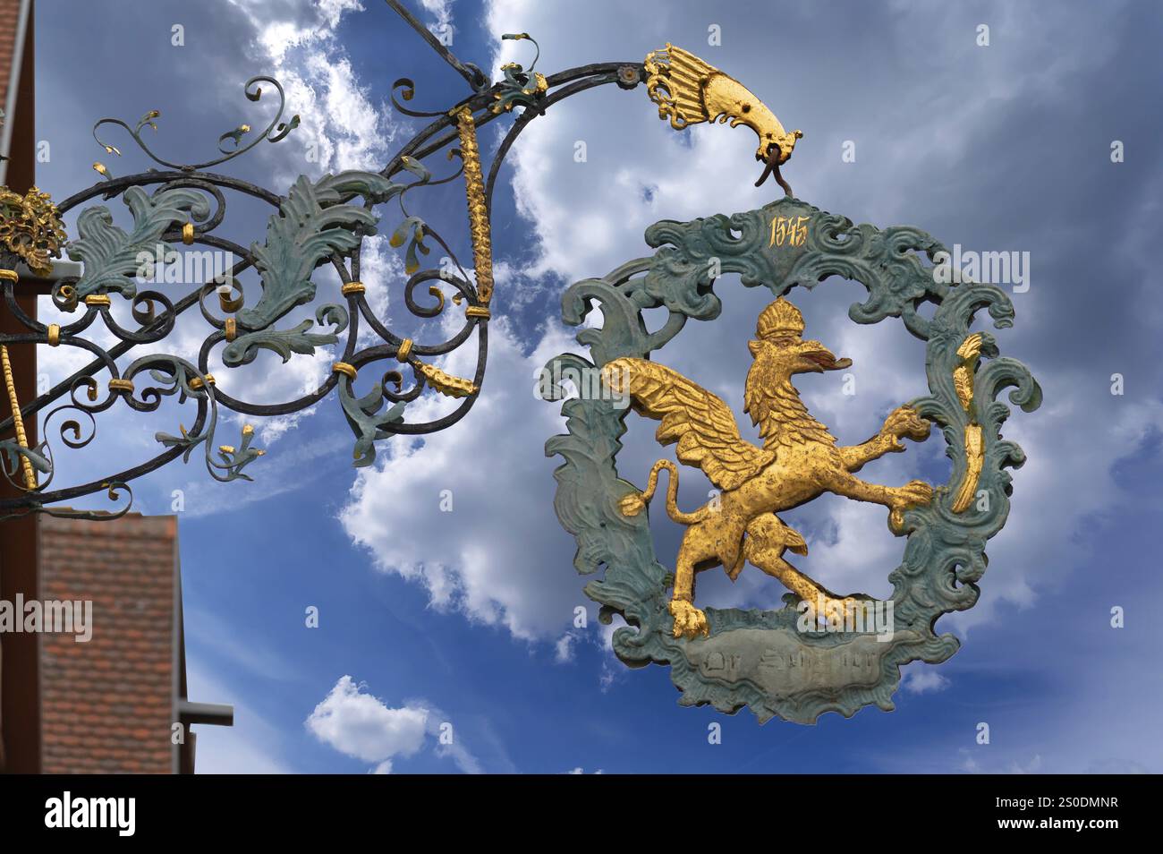 Historic nose sign from around 1900 at the former Gasthof Zum Greifen ...