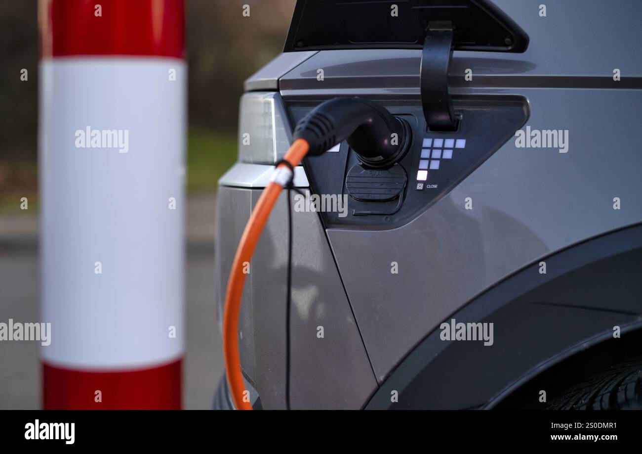 E-vehicle Hyundai IONIQ 5 at charging station for electric cars ...