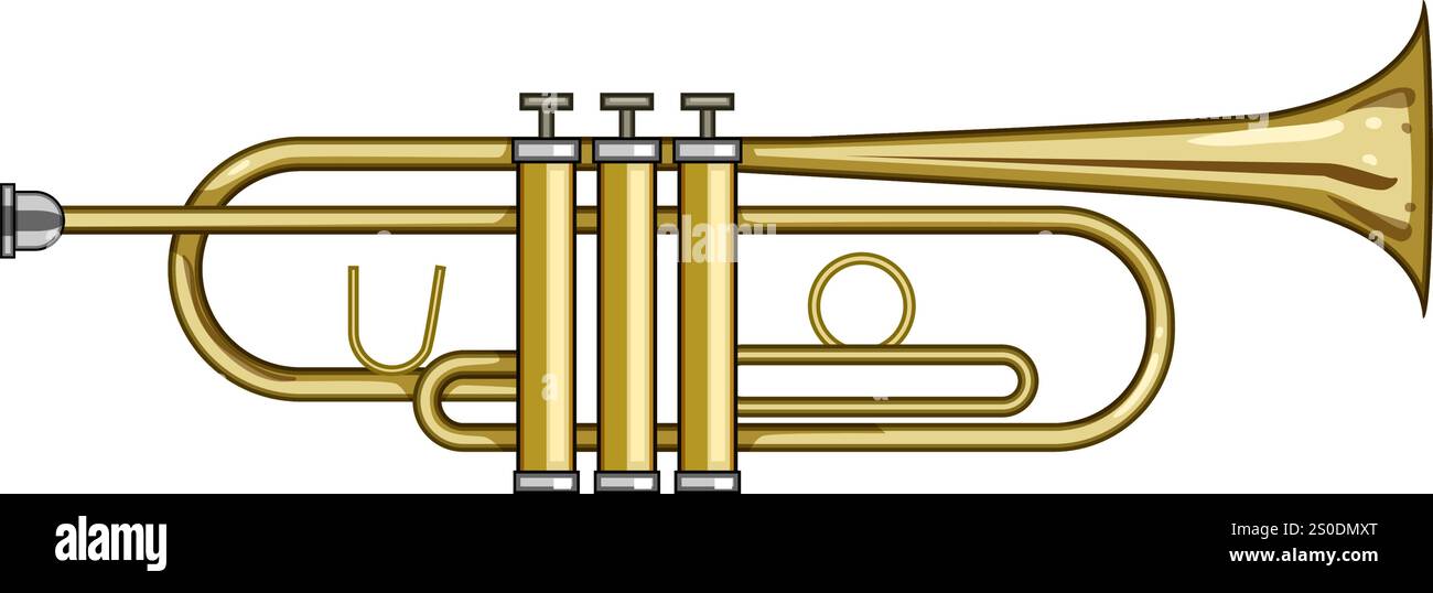 jazz trumpet cartoon. classical horn, valves bell, mouthpiece orchestra ...
