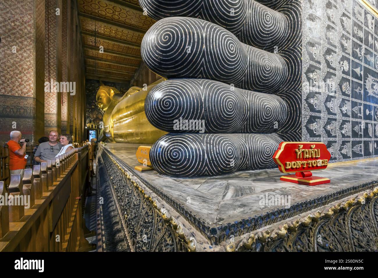 Wat Pho, temple of the reclining Buddha. Sightseeing attraction, architecturally significant ...
