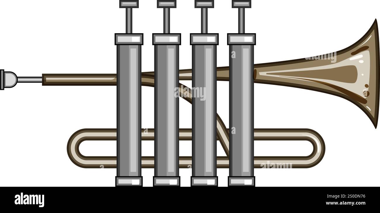 instrument trumpet cartoon. jazz classical, horn valves, bell ...