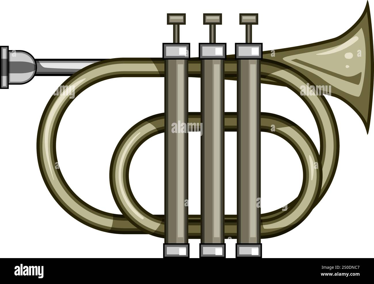 classical trumpet cartoon. horn valves, bell mouthpiece, orchestra band ...