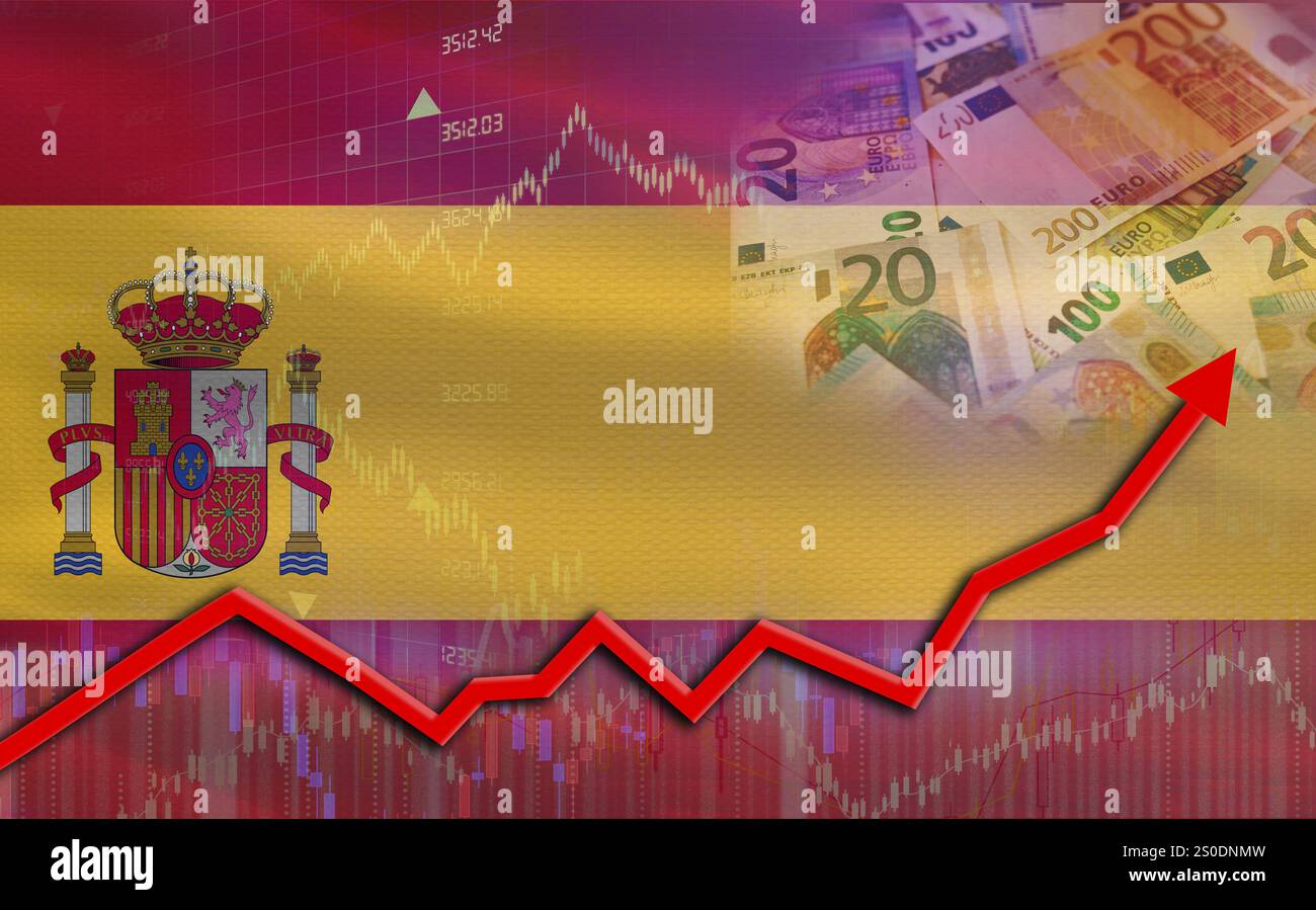 Spain economic growth on financial graph. Spain financial growth on ...