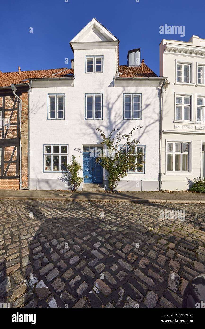 Historic house, dormer, facade with windows and door, street An der ...