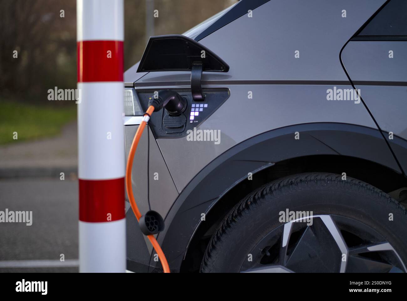 E-vehicle Hyundai IONIQ 5 at charging station for electric cars ...