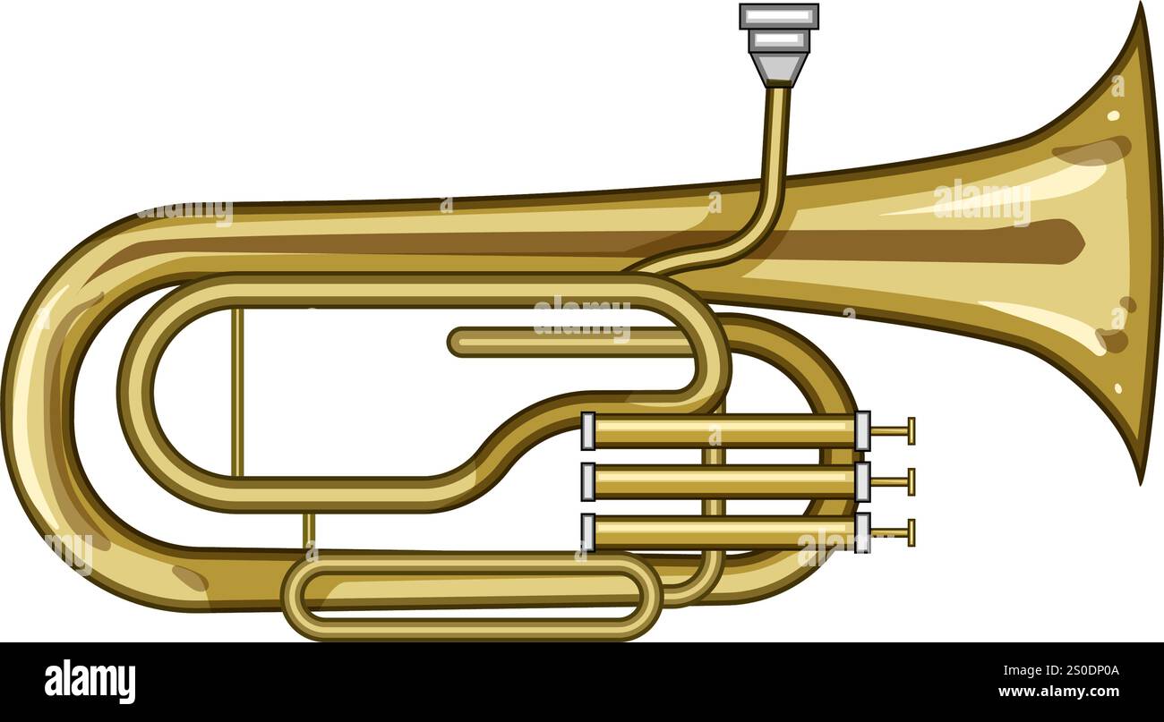 orchestra tuba cartoon. band sound, valve mouthpiece, bell concert ...
