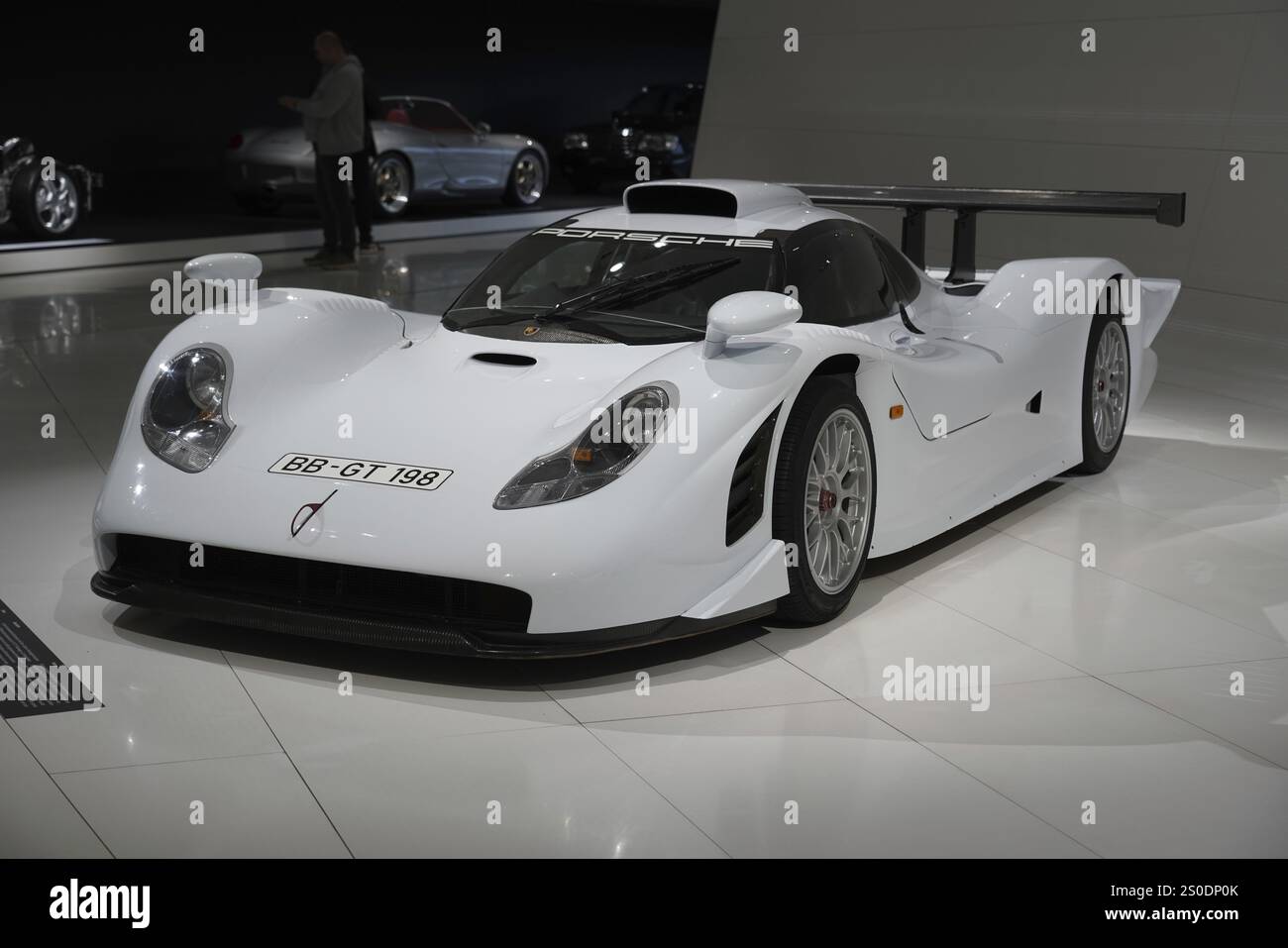 Porsche 911 GT 1 98 road version, White Porsche racing car with sporty ...