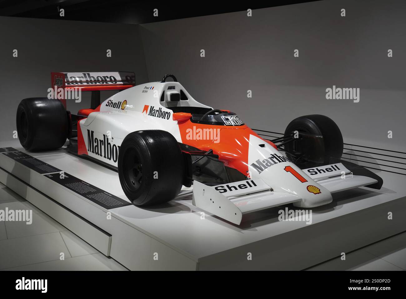 Formula 1 racing car with Marlboro and Shell logos, striking, New ...