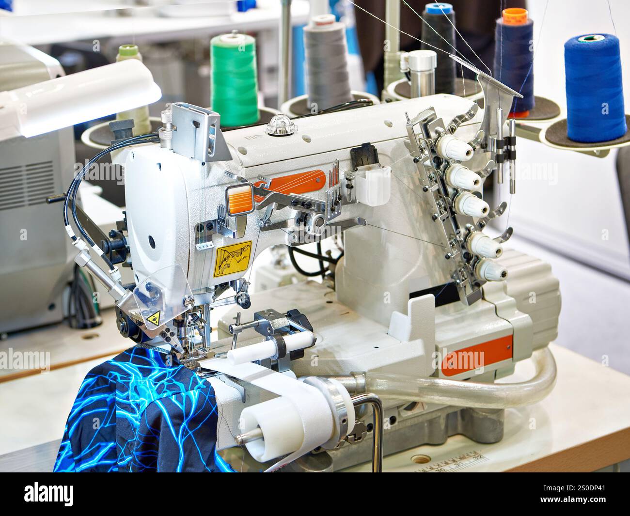 High speed interlock stitch sewing machine in workshop Stock Photo - Alamy